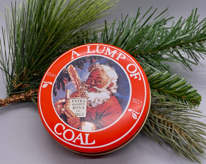 Vintage Lump of Coal Tin, Small Santa Box With Wrapped up Coal Inside ...