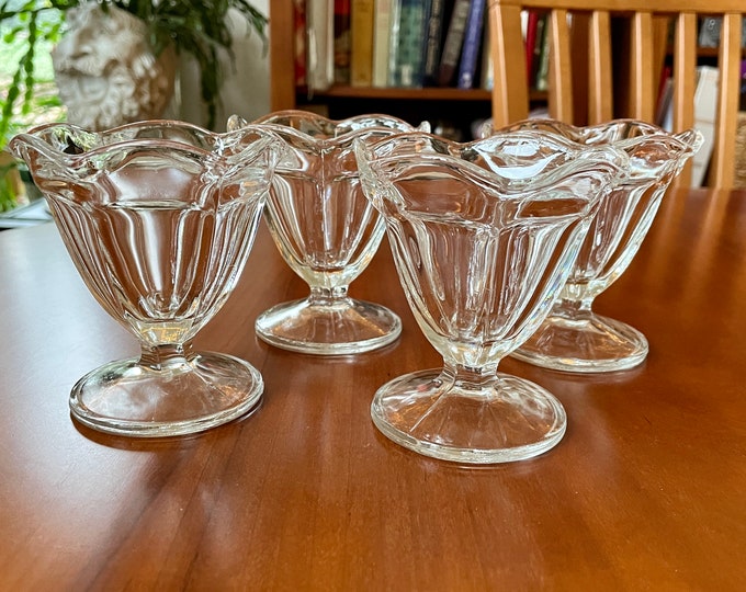 Vintage Clear Glass Sundae Cups, Set of 4 Footed Parfait Glasses - Etsy