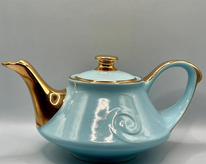 Pearl China Co Blue and 22 K Gold Teapot - Etsy