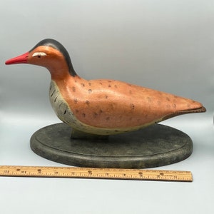 Vintage Wood Carved Bird on Pedestal, Duck Decoy Decor - Etsy