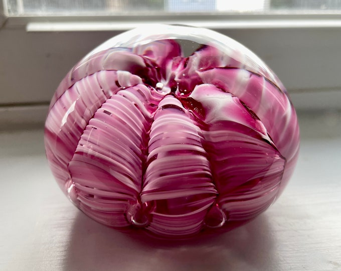 Vintage Joe Rice Pink Crimped Ribbon Paperweight - Etsy