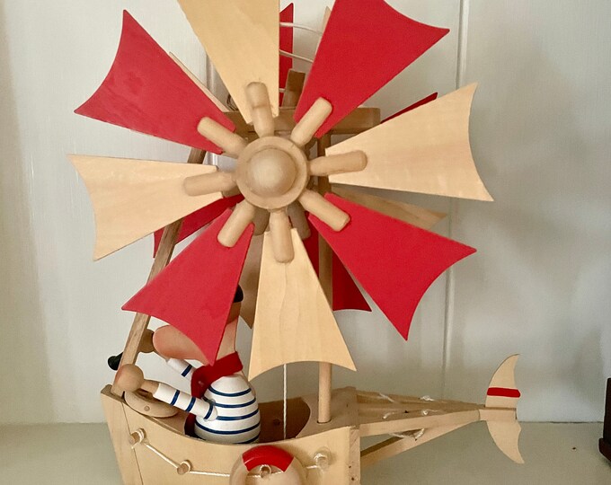 Vintage Wupper Airlines Flying Machine Wood Mobile Whimsical Windmill ...