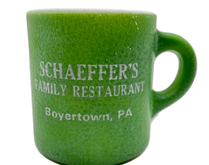 Vintage Green Milk Glass Mug Diner Coffee Mug Schaffer's Boyertown ...