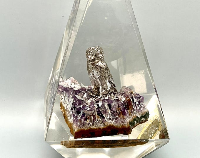 Amethyst Geode With Owl in Acrylic Prism Award - Etsy