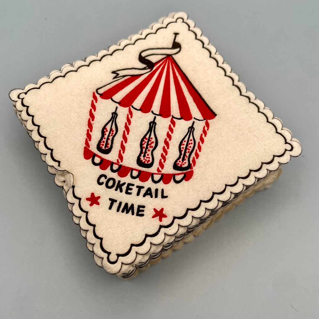 Vintage 1950s Coketail Paper Coasters, Merry Go Round With Coke Bottles ...