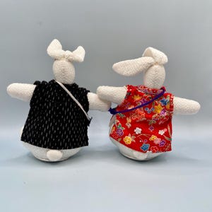 Japanese Chirimen Kimono Fabric Rabbit Dolls - Etsy