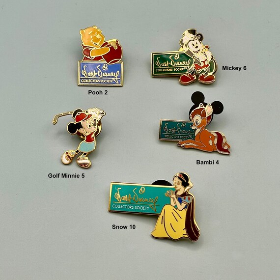 Vintage Walt Disney Collectors Society Push Back Pins… - Gem