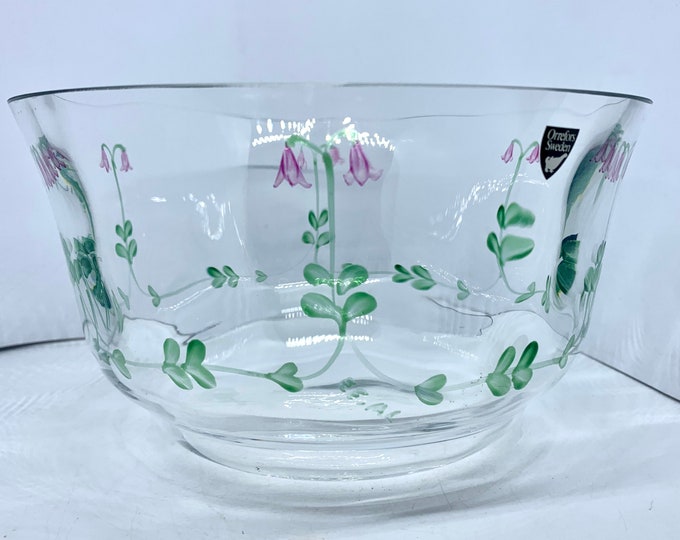 Signed Eva England Orrefors Bowl Hand Painted Crystal Bowl Linnea ...