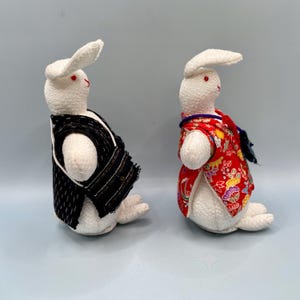Japanese Chirimen Kimono Fabric Rabbit Dolls - Etsy