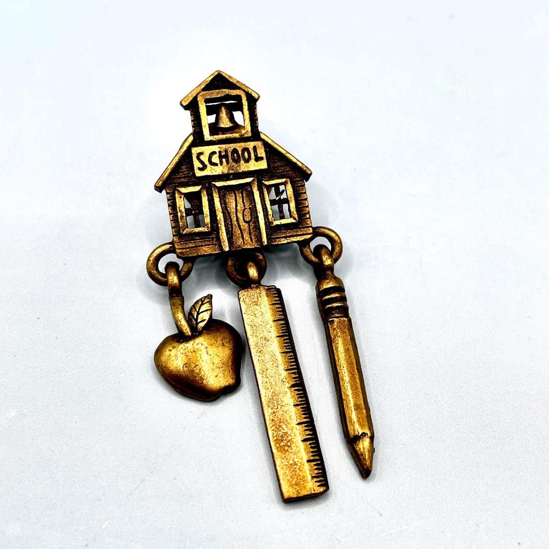 Teacher School House Push Back Pin Brooch - Etsy