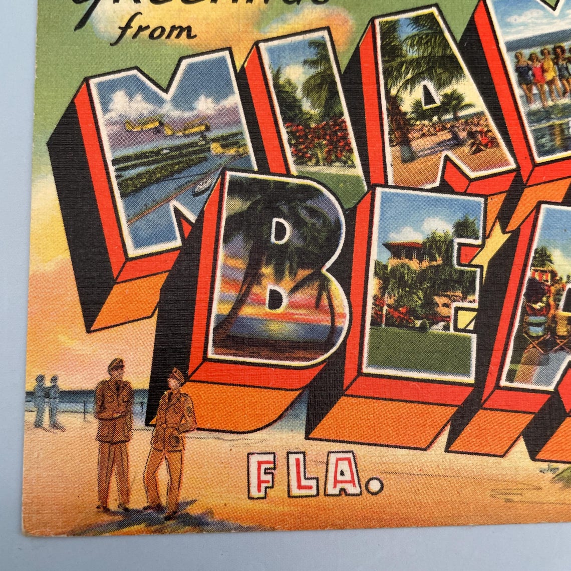 Miami Beach Florida Linen Finish Postcard - Etsy