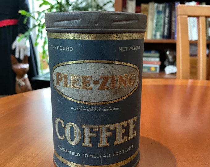 1940s Metal Plee-zing Coffee Can, Vintage Tin Litho Coffee Advertising ...