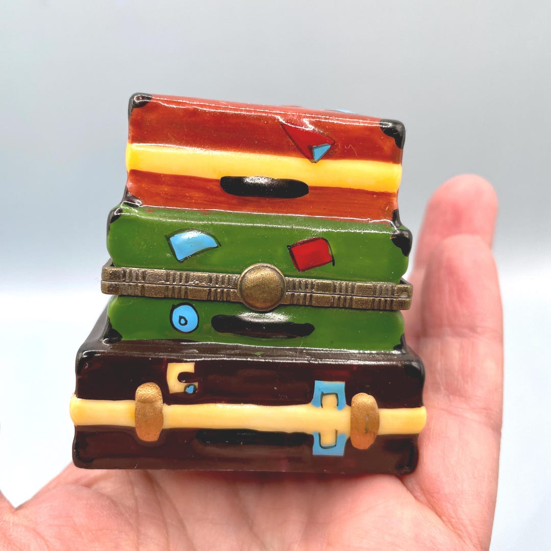Miniature Porcelain Suitcase Stack Trinket Box - Etsy