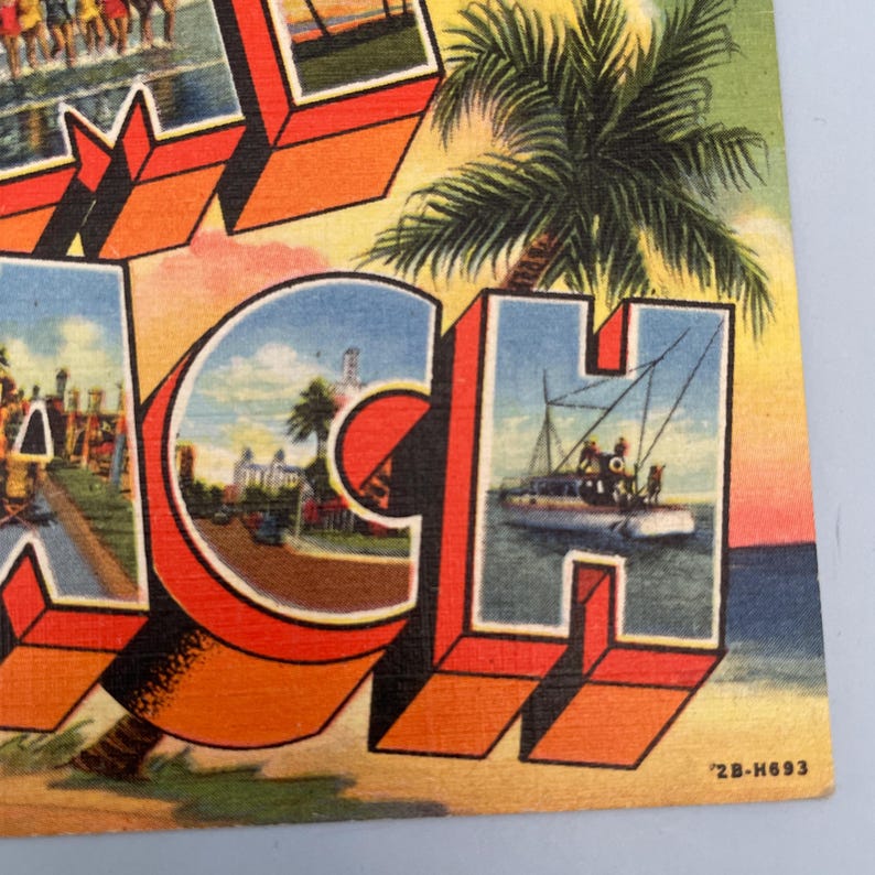 Miami Beach Florida Linen Finish Postcard - Etsy