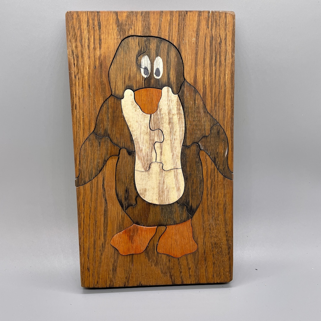 Vintage Wood Plank Penguin Puzzle Funny Penguin Wall Hanging - Etsy Canada
