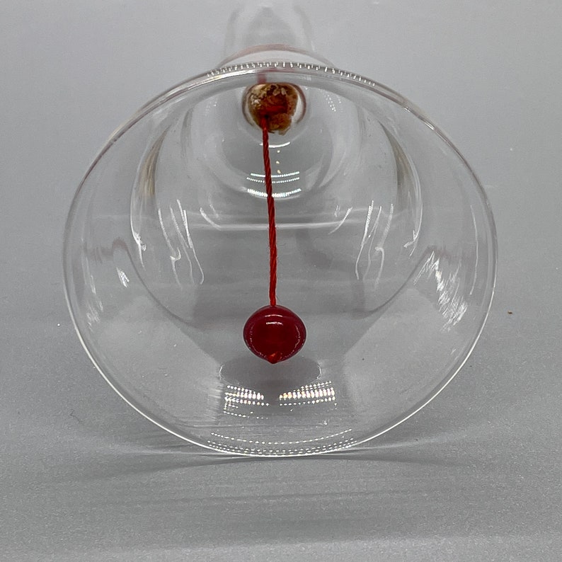 Vintage Hand Blown Clear Glass Bell Delicate Bell With Red - Etsy