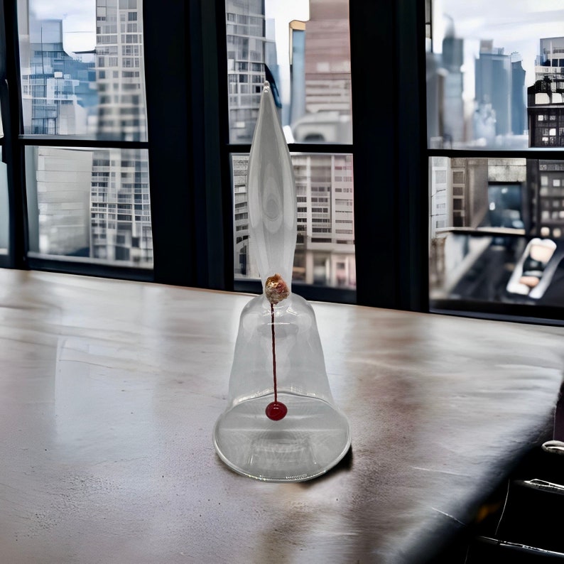 Vintage Hand Blown Clear Glass Bell Delicate Bell With Red - Etsy