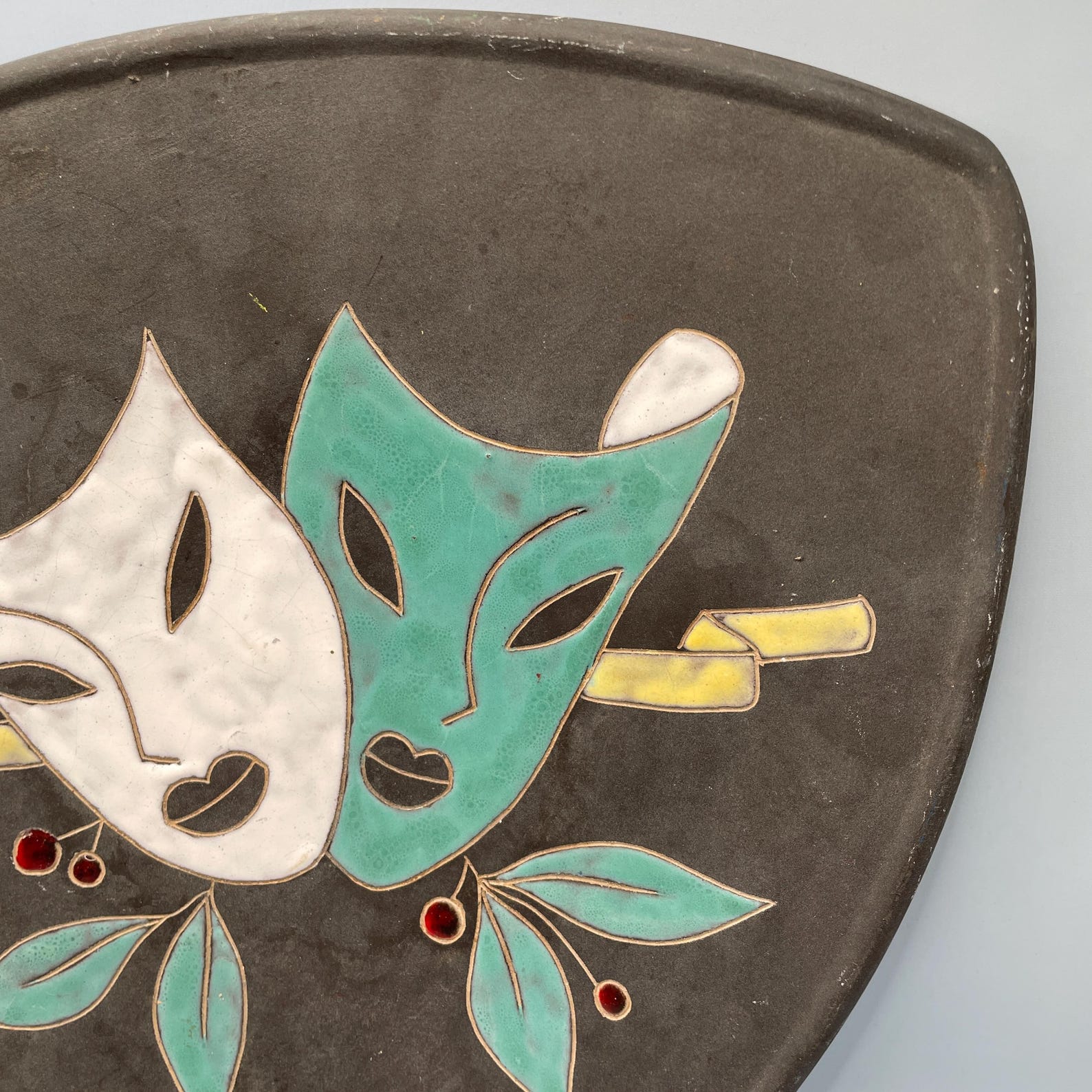 Mid Century German Keto Ceramic "the Masks" Wall Plate - Etsy