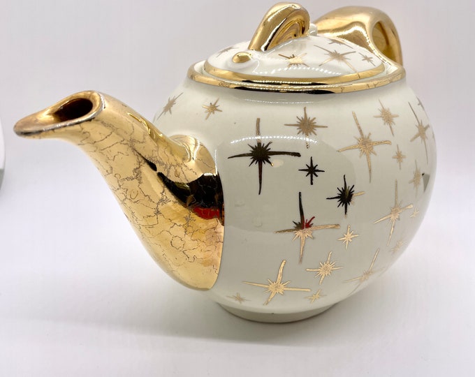 Vintage Hall Atomic Starburst Teapot Six Cup Teapot Ceramic Hooknose ...