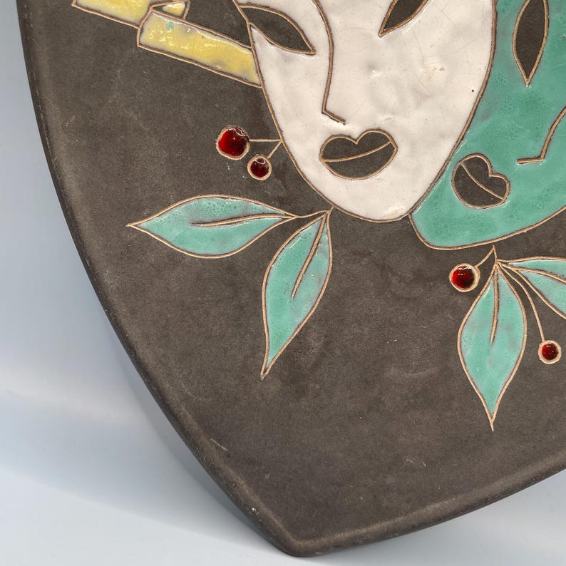 Mid Century German Keto Ceramic "the Masks" Wall Plate - Etsy