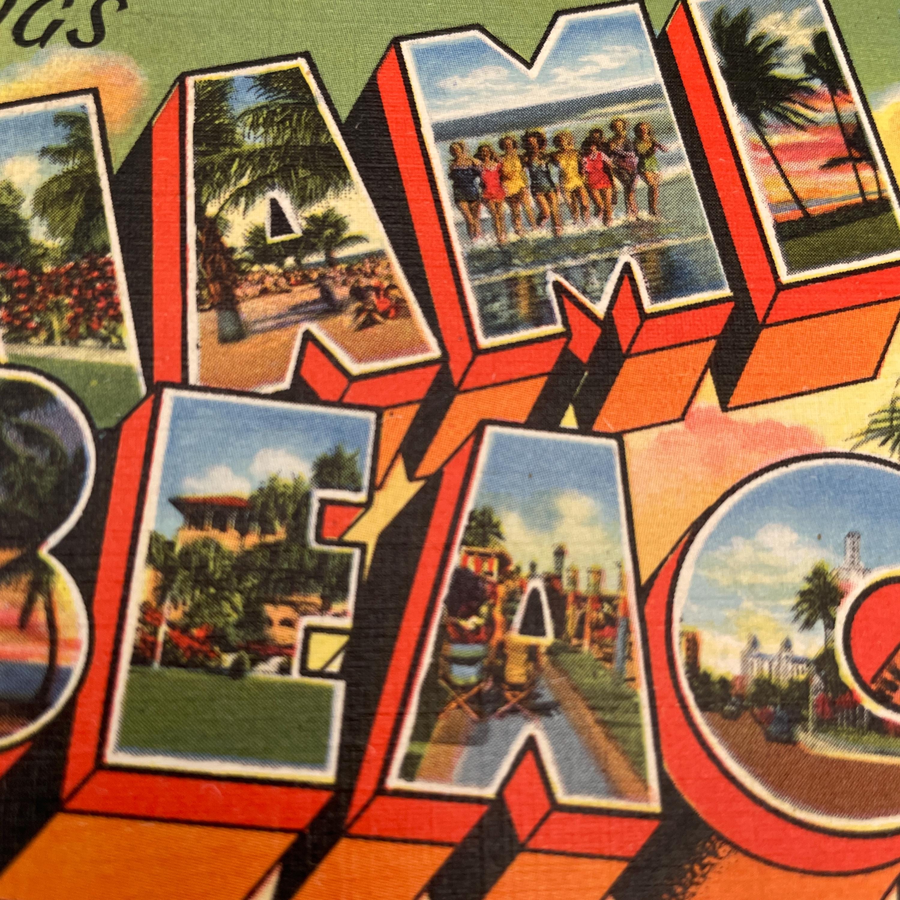 Miami Beach Florida Linen Finish Postcard - Etsy