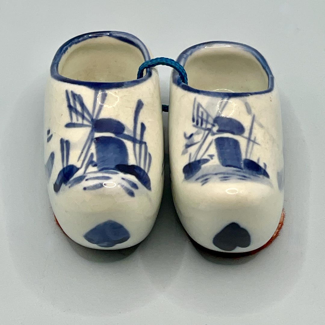 Tiny Delft Blue Porcelain Shoes - Etsy