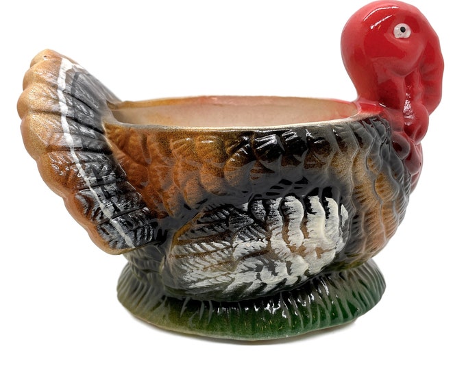 Vintage Hobbyist Ceramic Turkey Planter Tom Turkey Thanksgiving Decor ...