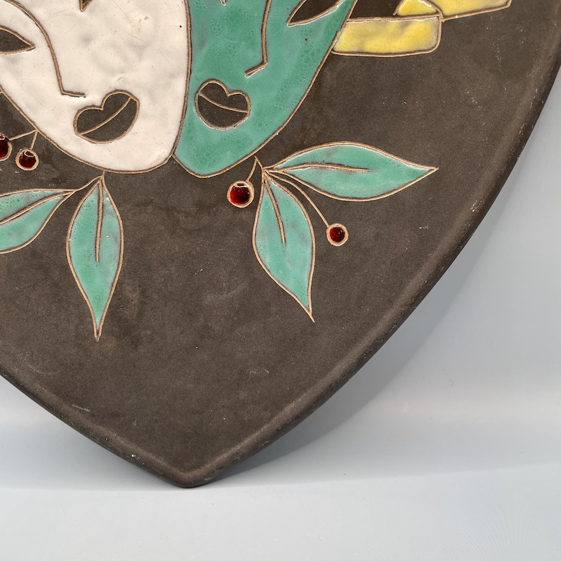 Mid Century German Keto Ceramic "the Masks" Wall Plate - Etsy