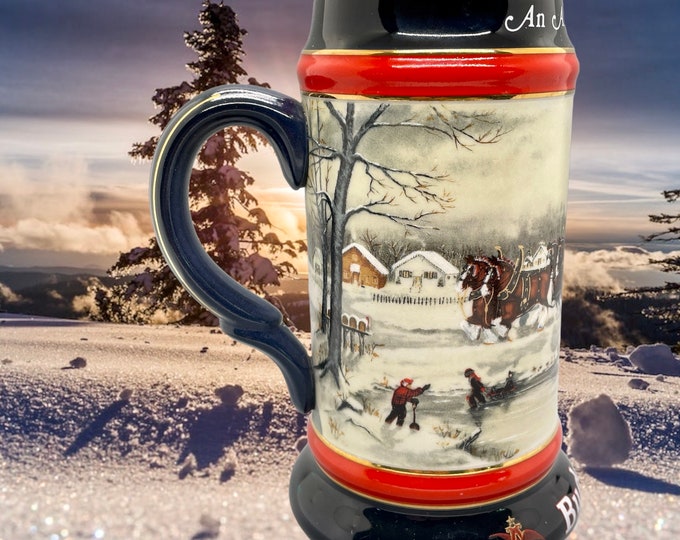 Vintage 1990 Budweiser Clydesdale Stein, Ceramarte Brazil Susan Sampson ...