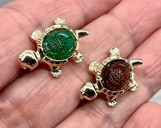 Vintage Scarab Back Scatter Turtle Pins, Set of 2 Green and Brown ...