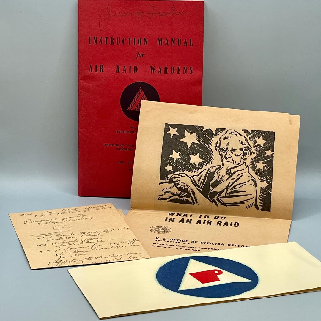 World War II Civil Defense Armband and Air Raid Warden Manual - Etsy