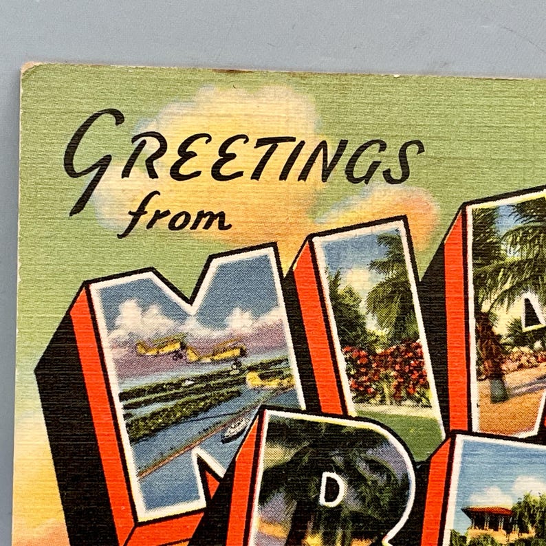 Miami Beach Florida Linen Finish Postcard - Etsy