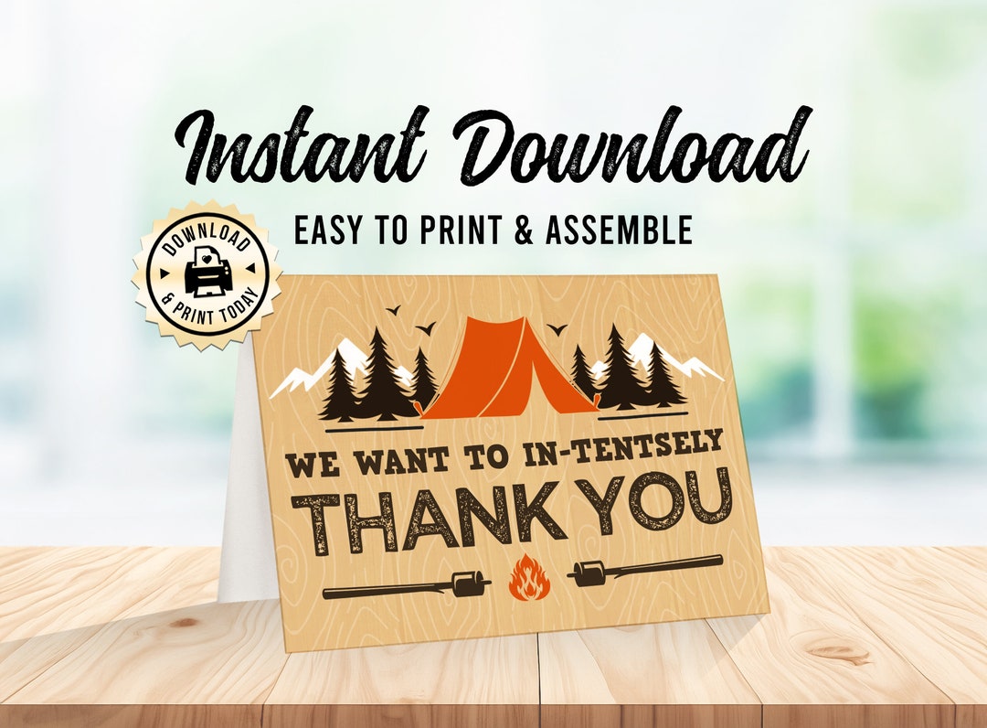Campout Thank You Card | Instant Download Backyard Camping in Tents ...