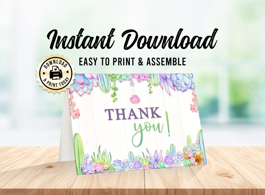 Instant Download Succulent Garden Plants Thank You Card Matching ...