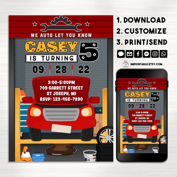 Mechanic Birthday Invitation - Etsy