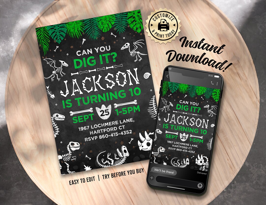 EDITABLE Can You Dig It Dinosaur Bones Fossils Archaeology Excavation ...