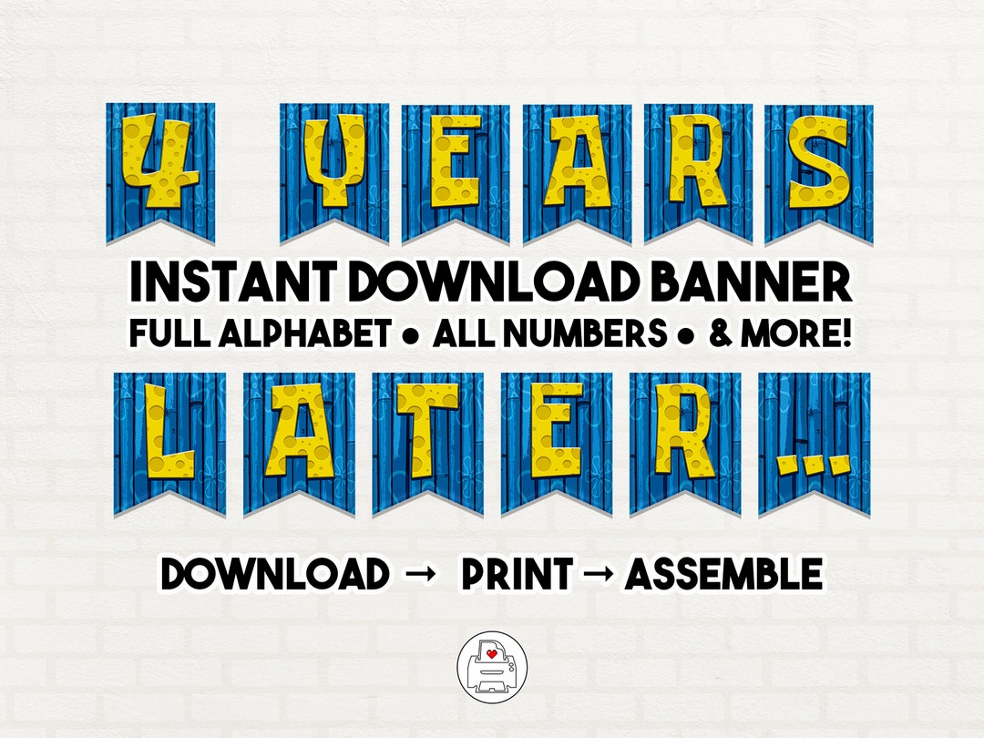 Instant Download Digital Printable Custom Blue Sponge Banner - Etsy Ireland
