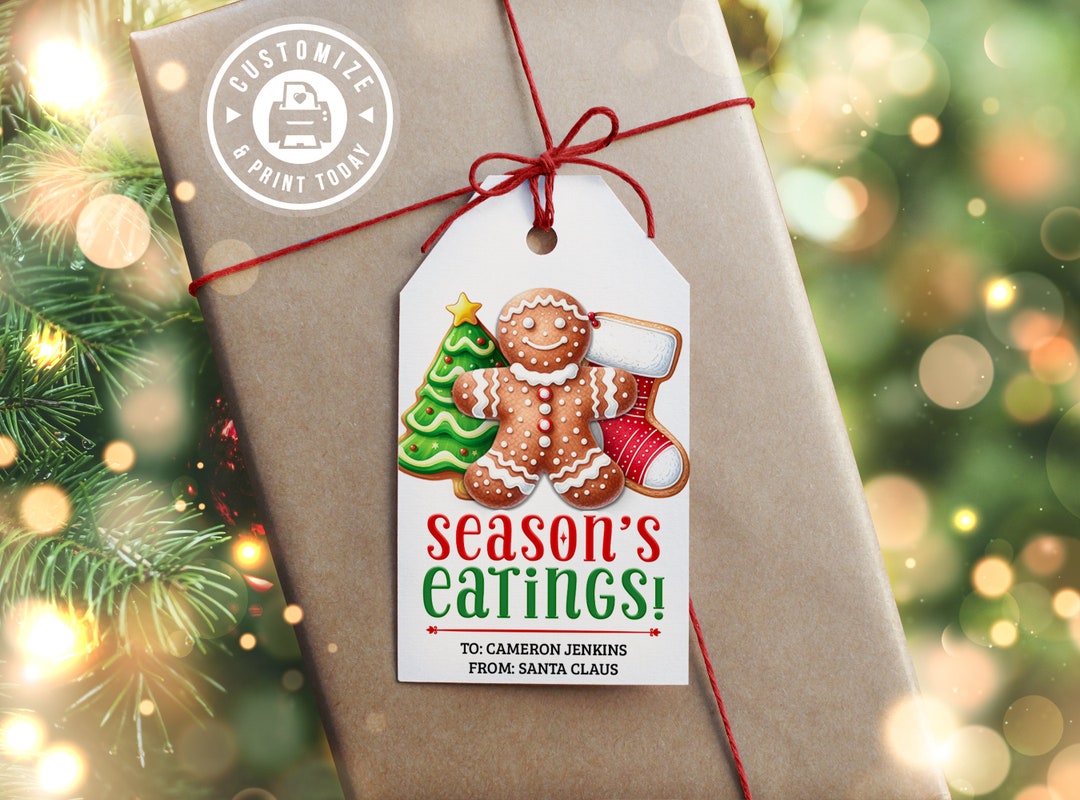 Christmas Cookie Gift Tag | Editable Holiday Party Funny Food Favor Tag ...