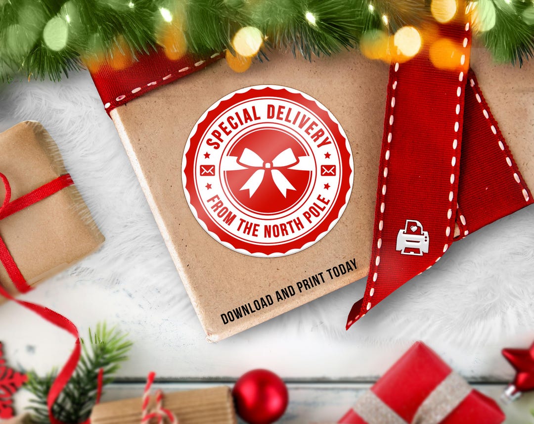 North Pole Special Delivery Christmas Sticker | Santa's Workshop Elves ...