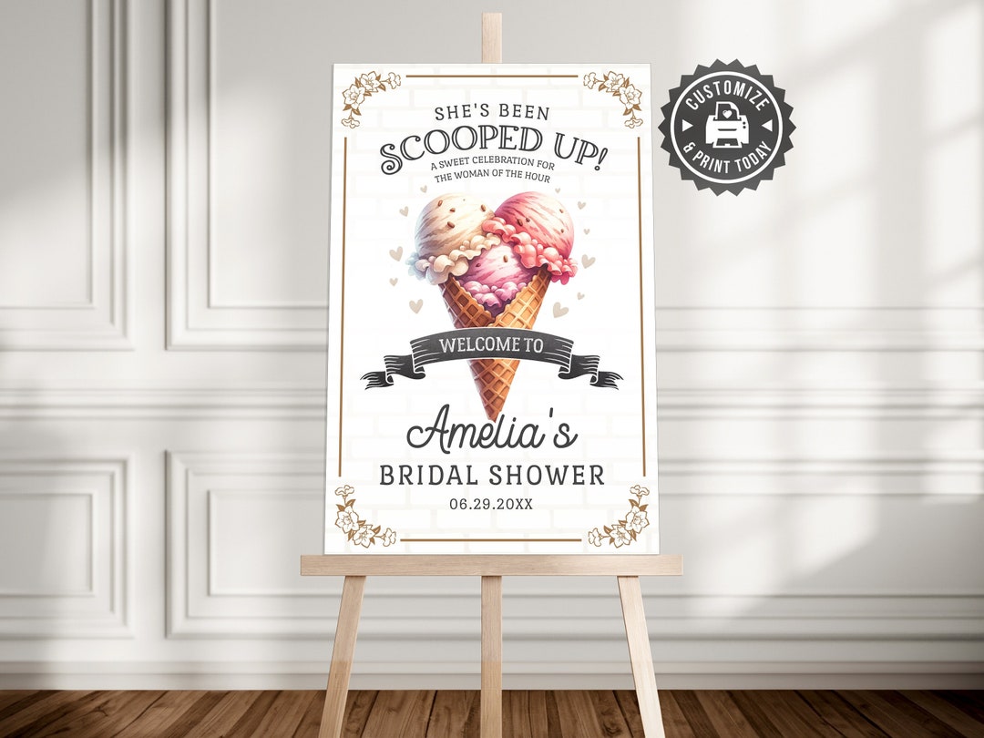 Scooped up Ice Cream Welcome Sign Editable Dessert Theme Bridal Shower ...