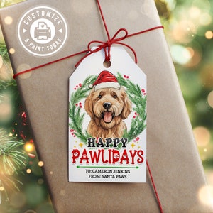 EDITABLE Golden Doodle Poodle Mix Happy Pawlidays Christmas Dog Breed ...