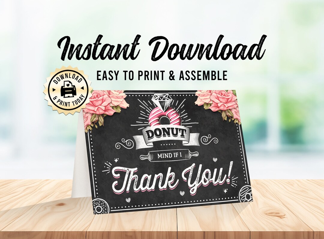 Donut Thank You Card | Donut Mind If I Do Bakery Cafe Bridal Wedding ...