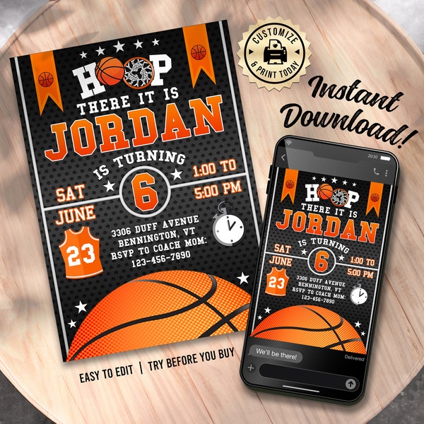 Basketball Birthday Invitations - Etsy