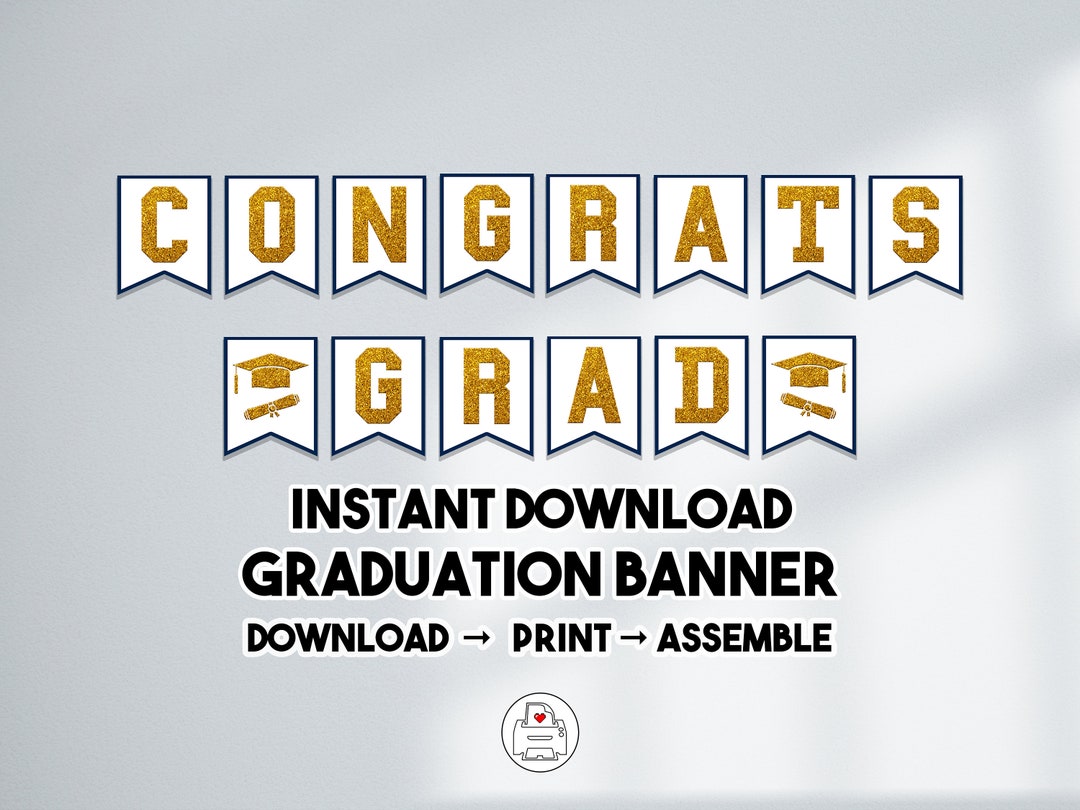 Instant Download Congrats Grad Graduation Cap Diploma Party Gold ...