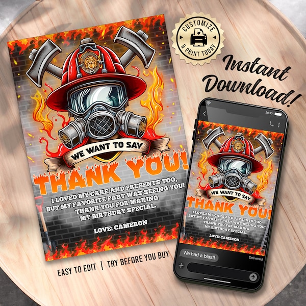Fire Department Thank You Card - Etsy