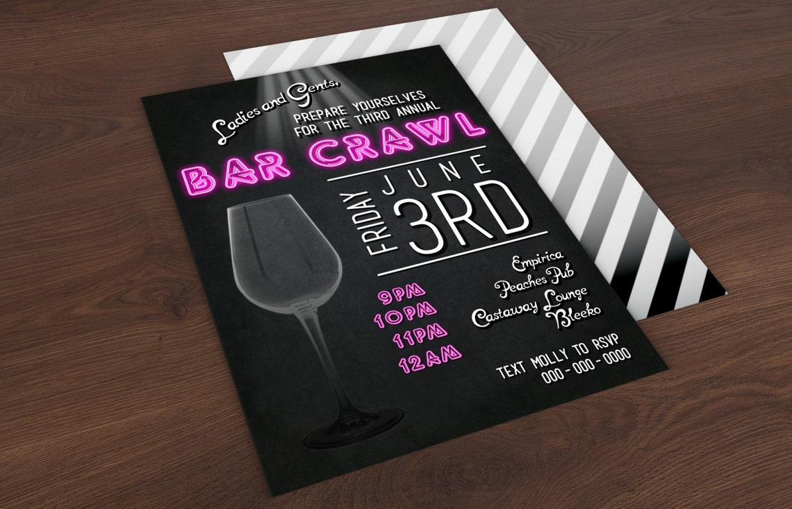 Custom Bar Crawl Event Invitation Digital/Printable or E-Vite | Etsy