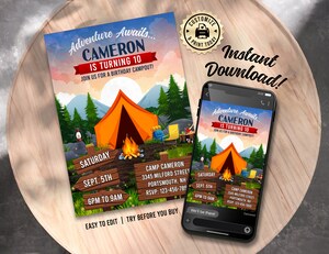 30 Camping Bingo Cards Printable Game, Camping Party Bingo Game ...