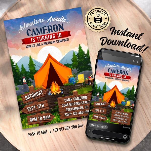 Birthday Campout Invitation - Etsy
