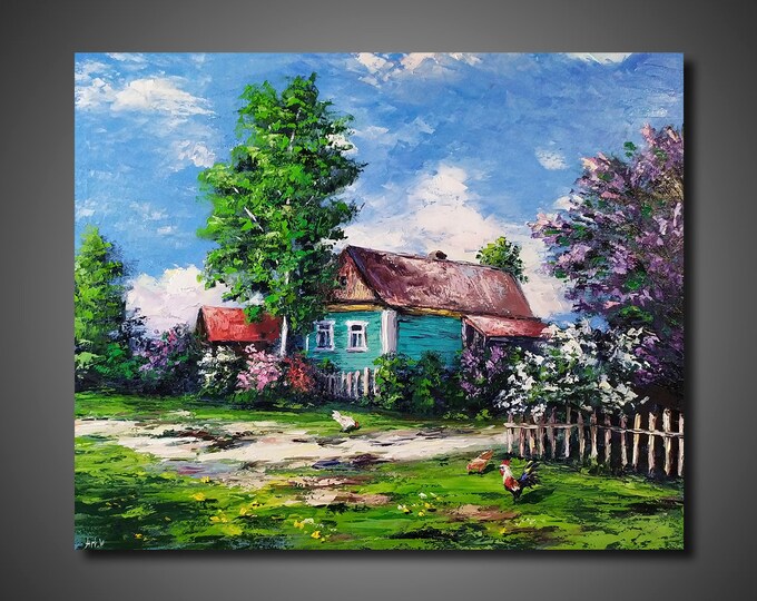 Oil Painting Landscape Village Spring Impressionism Canvas - Etsy