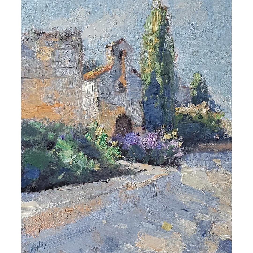 Original Oil Painting Provence France Riviera Landscape Mediterranean ...